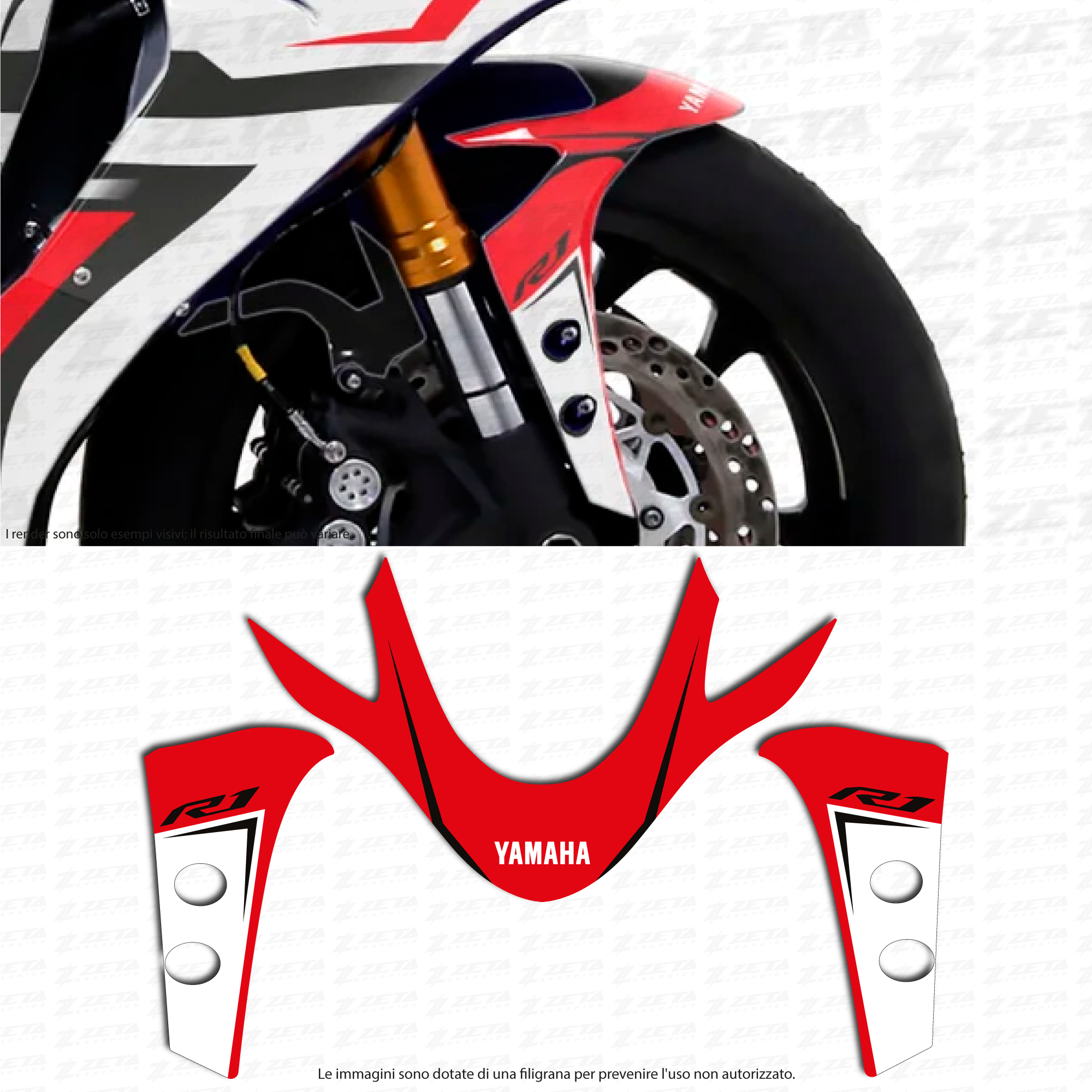 Adesivi parafango Yamaha R1 15-19