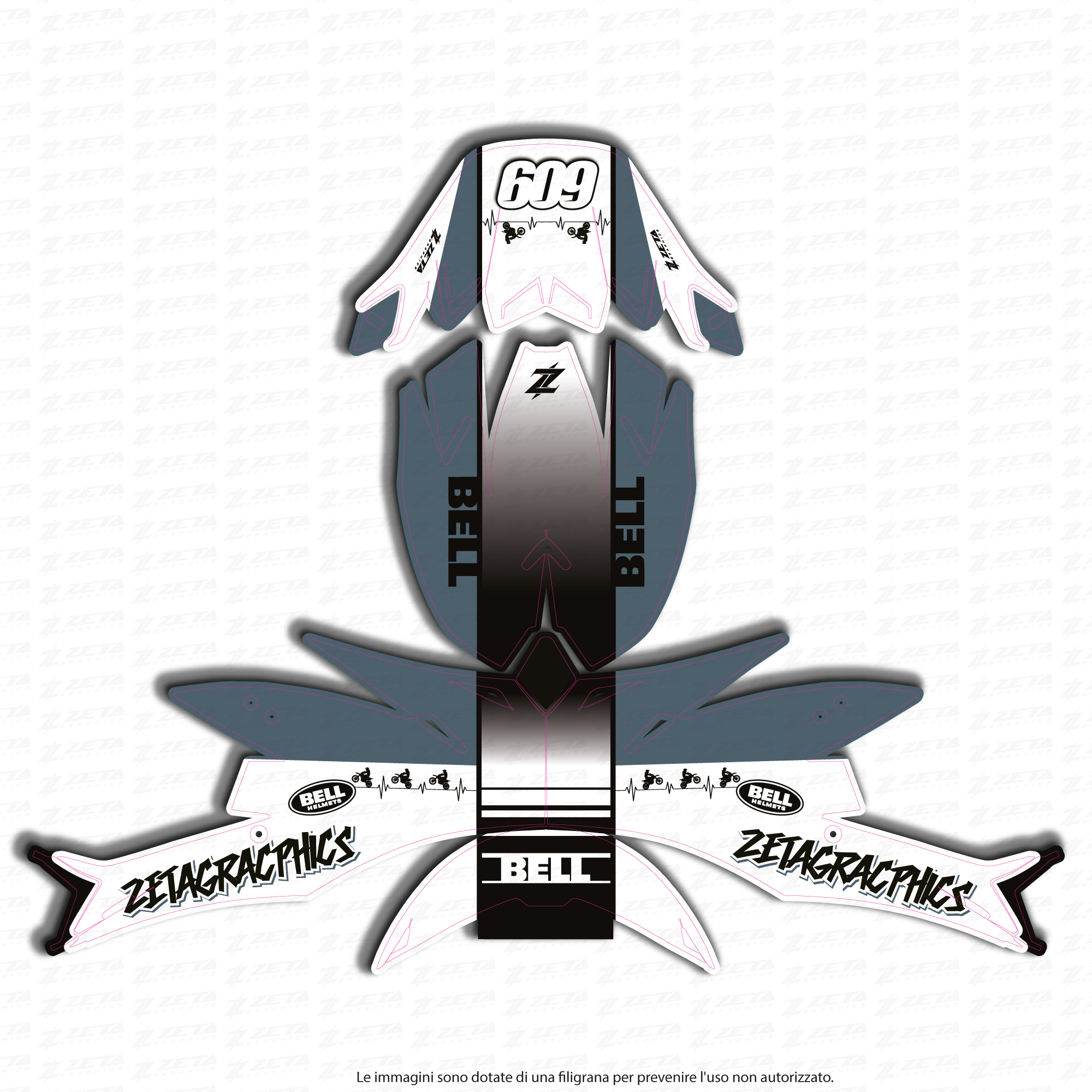 Kit adesivi grafiche casco BELL MOTO 9 / BELL MOTO 9 FLEX
