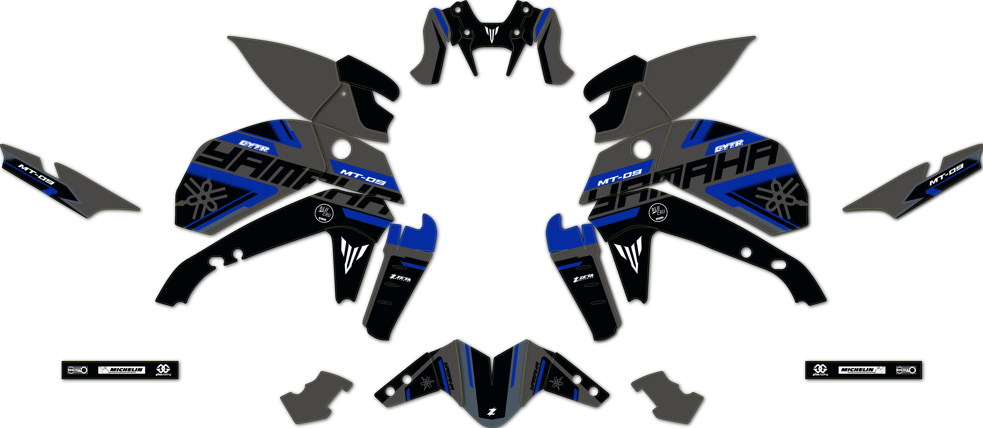 Semi Personalizzata | Kit Grafiche Yamaha MT-09 2021-2023